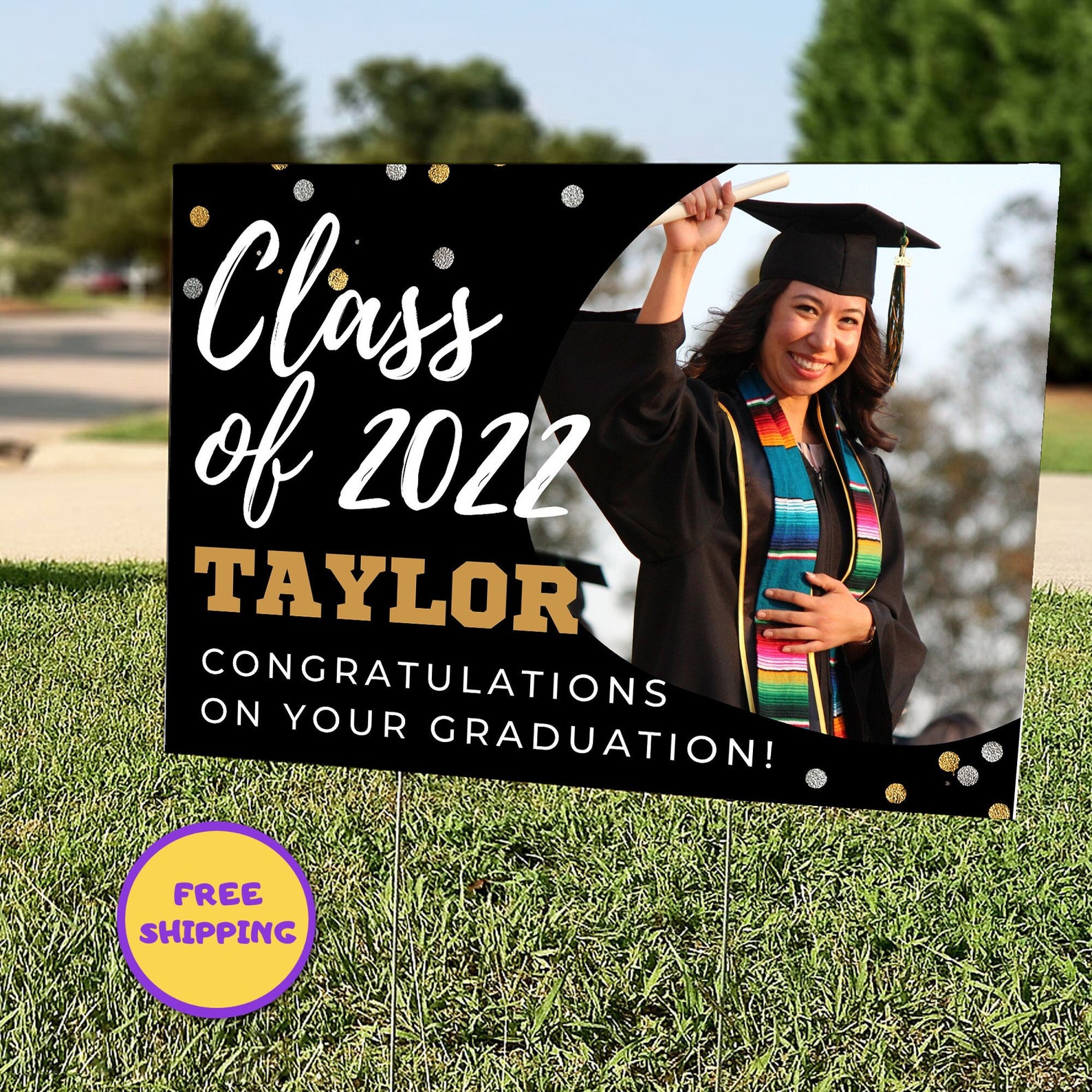 Graduation Yard Sign With Photo College University High - Etsy