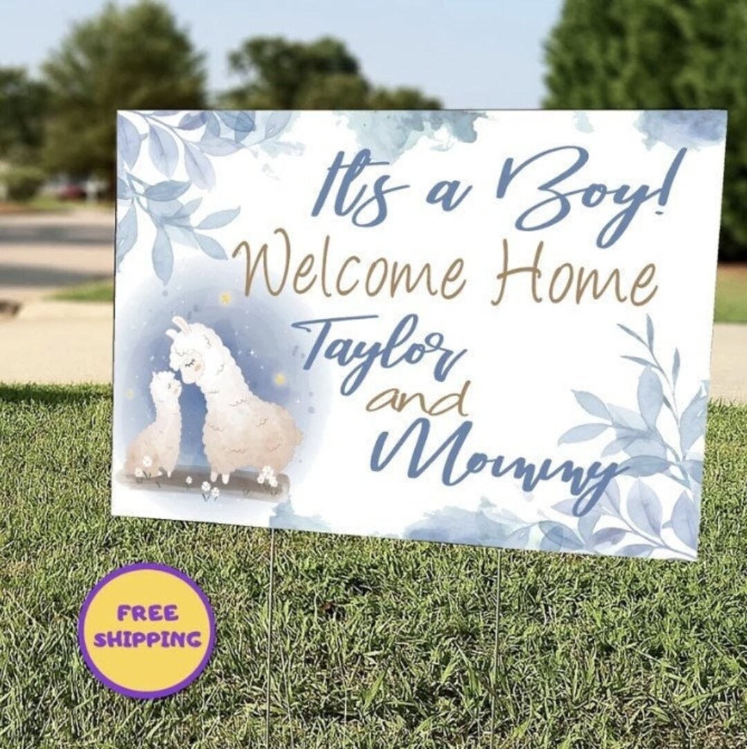 New Baby Yard Sign, Llama Birth Announcement Sign, Gender Reveal Lawn ...