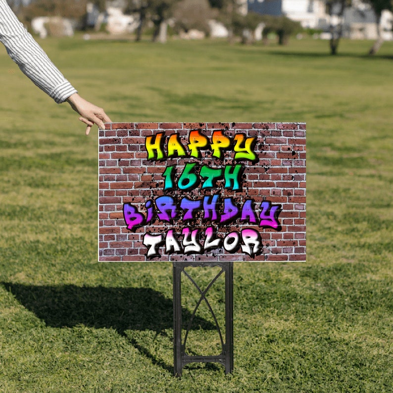 Teen Happy Birthday Yard Sign Graffiti Drive By Birthday Lawn | Etsy