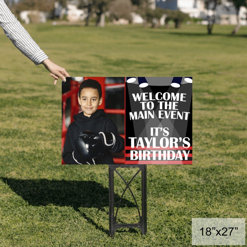 Boxing Themed Birthday Yard Sign With Photo Boxing Drive by - Etsy