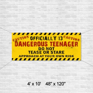 Caution Officially A Teenager 13th Birthday Vinyl Banner, Drive by ...