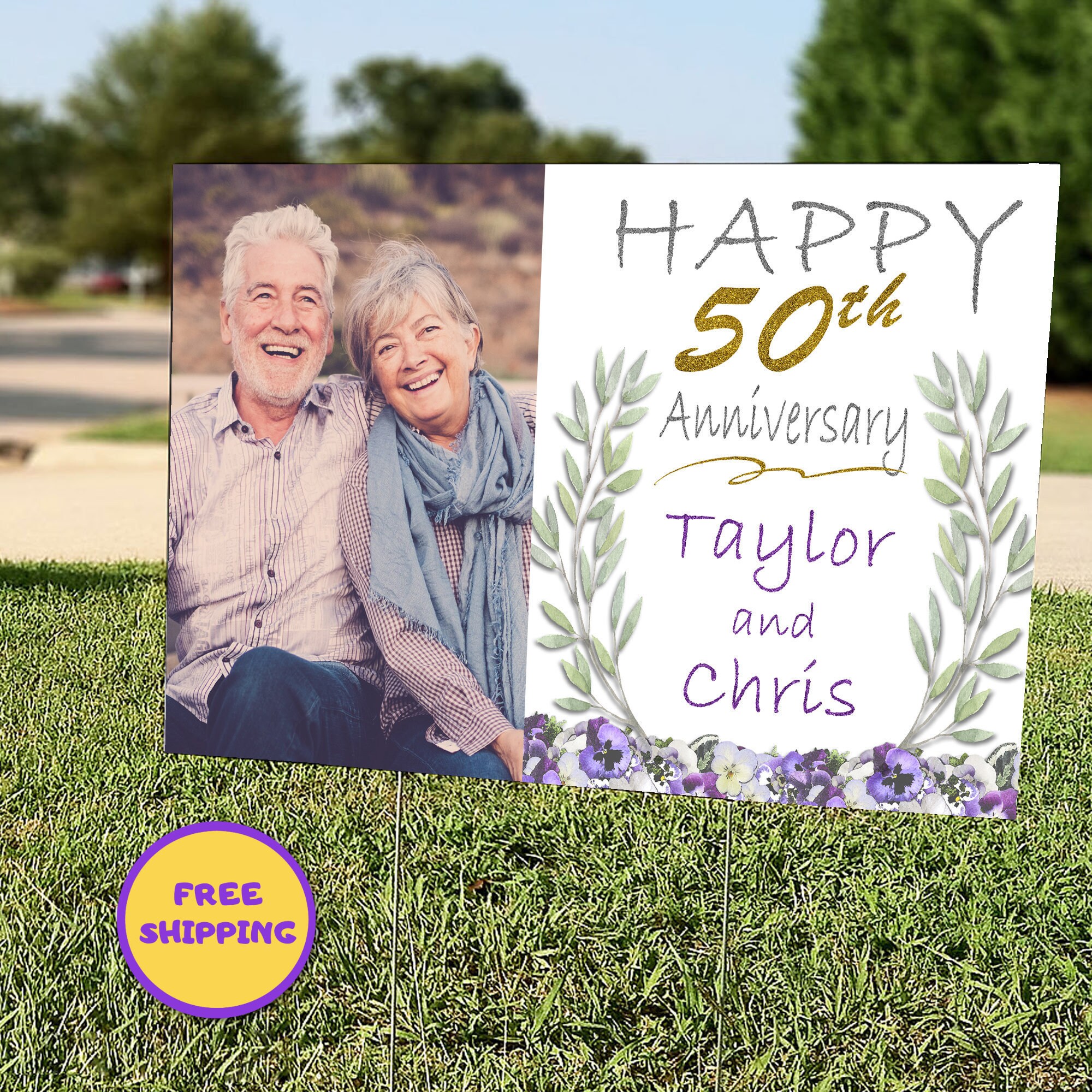Happy Anniversary Yard Sign With Photo Drive by Anniversary | Etsy