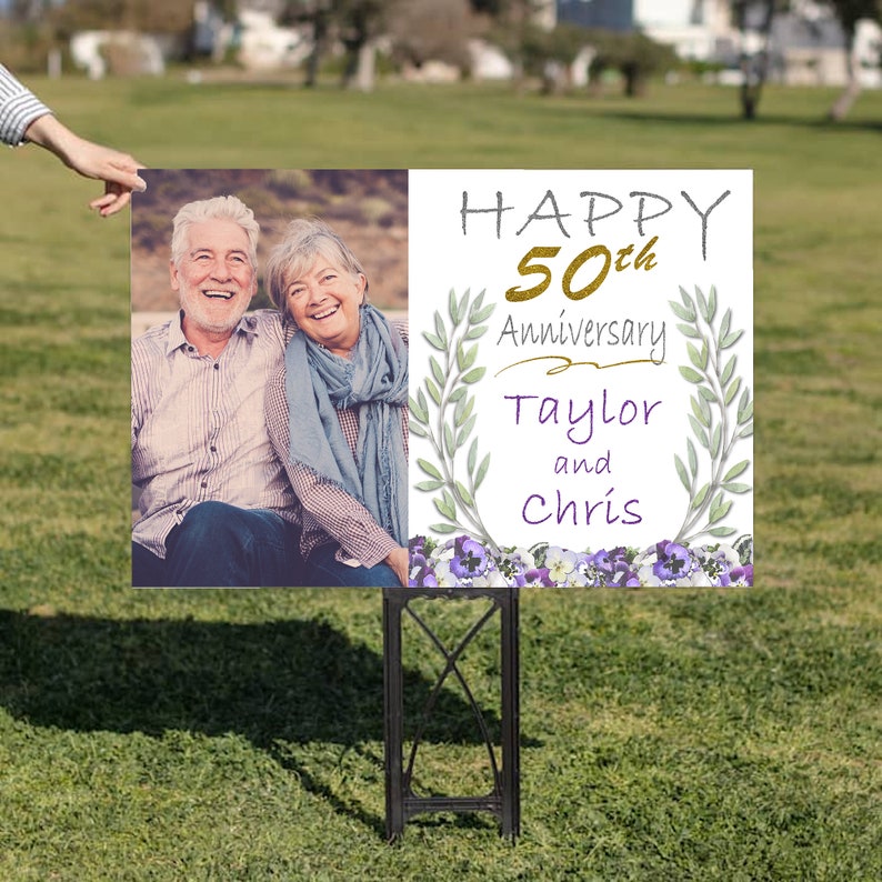 Happy Anniversary Yard Sign With Photo Drive by Anniversary | Etsy