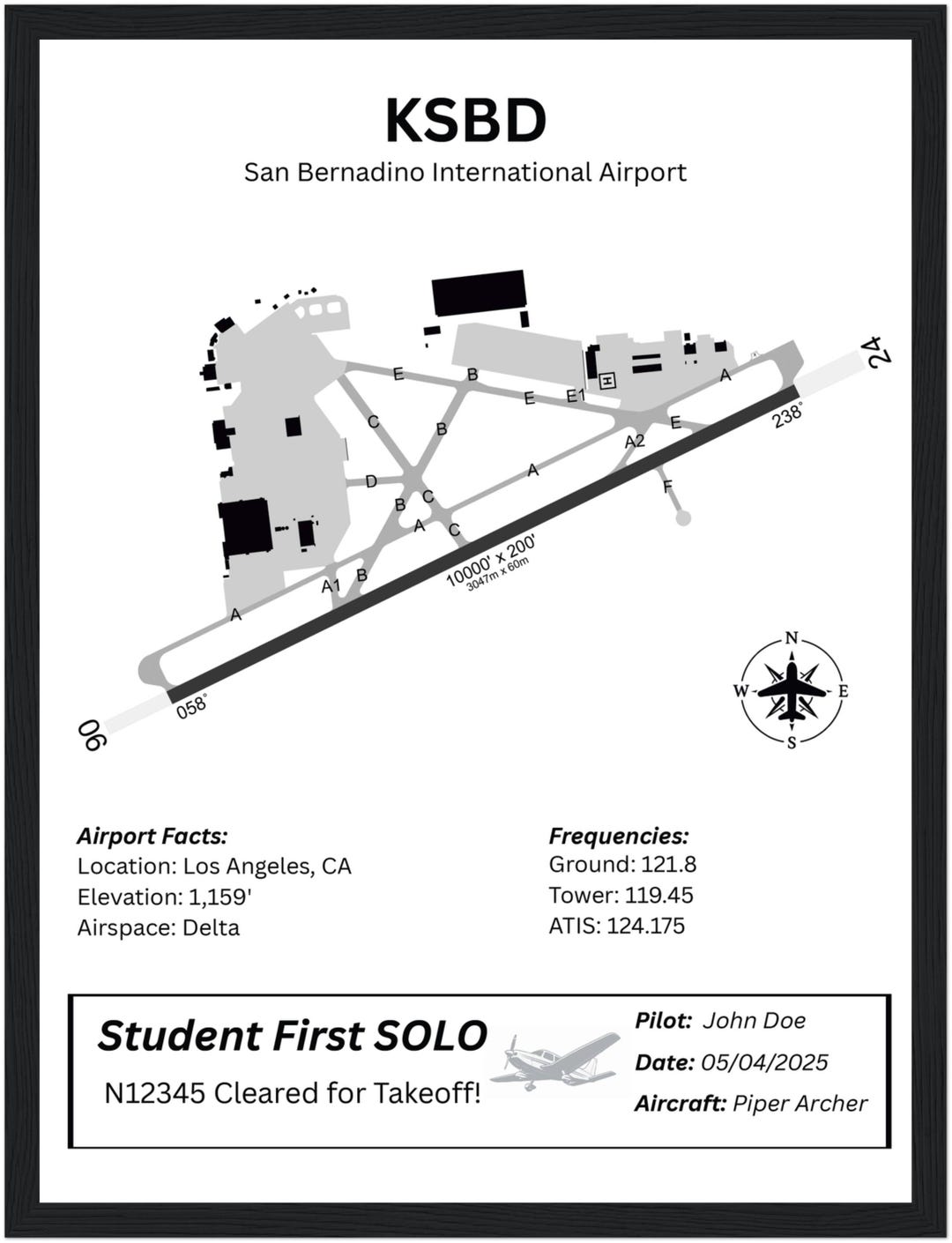 Custom Airport Diagram – First Solo Flight Commemorative Poster | Any ...