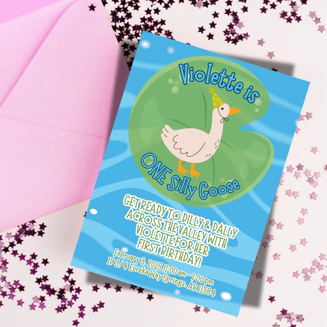 ONE Silly Goose Birthday Invitation, 1st Birthday Invitation, Goose ...