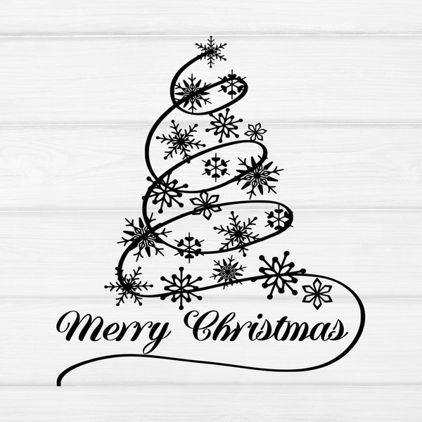 Christmas Tree and Snowflakes Svg - Etsy