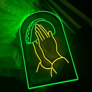 Tacos Neon Sign for Fast Food Praying Hands With Food Decor - Etsy