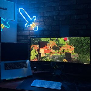 Minecraft Creeper and Diamand Sword Neon Sign, Gaming Room and Desk ...