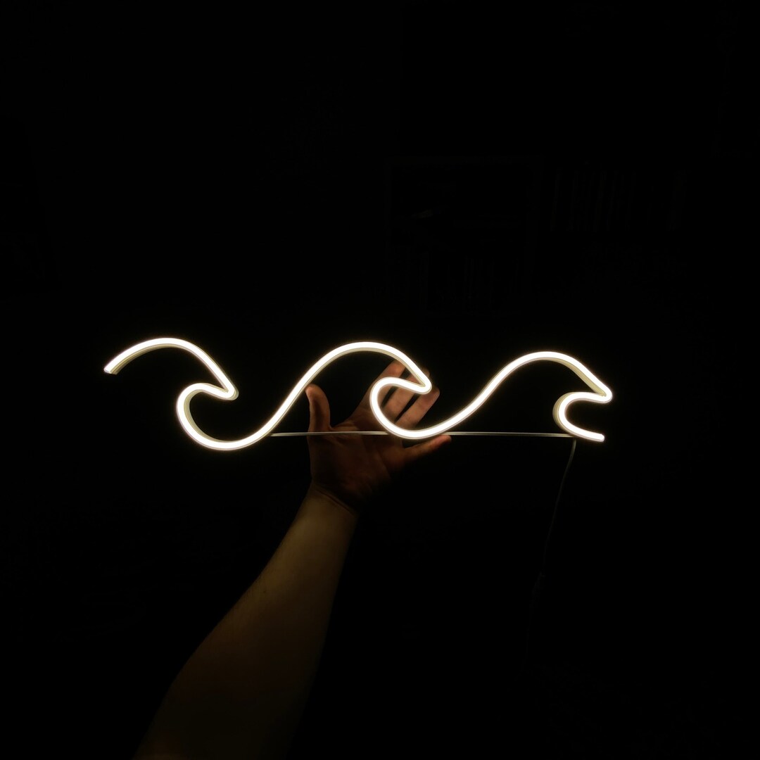Neon Led Waves for Bathroom, Wave Light Decoration, Ocean Wall Design ...