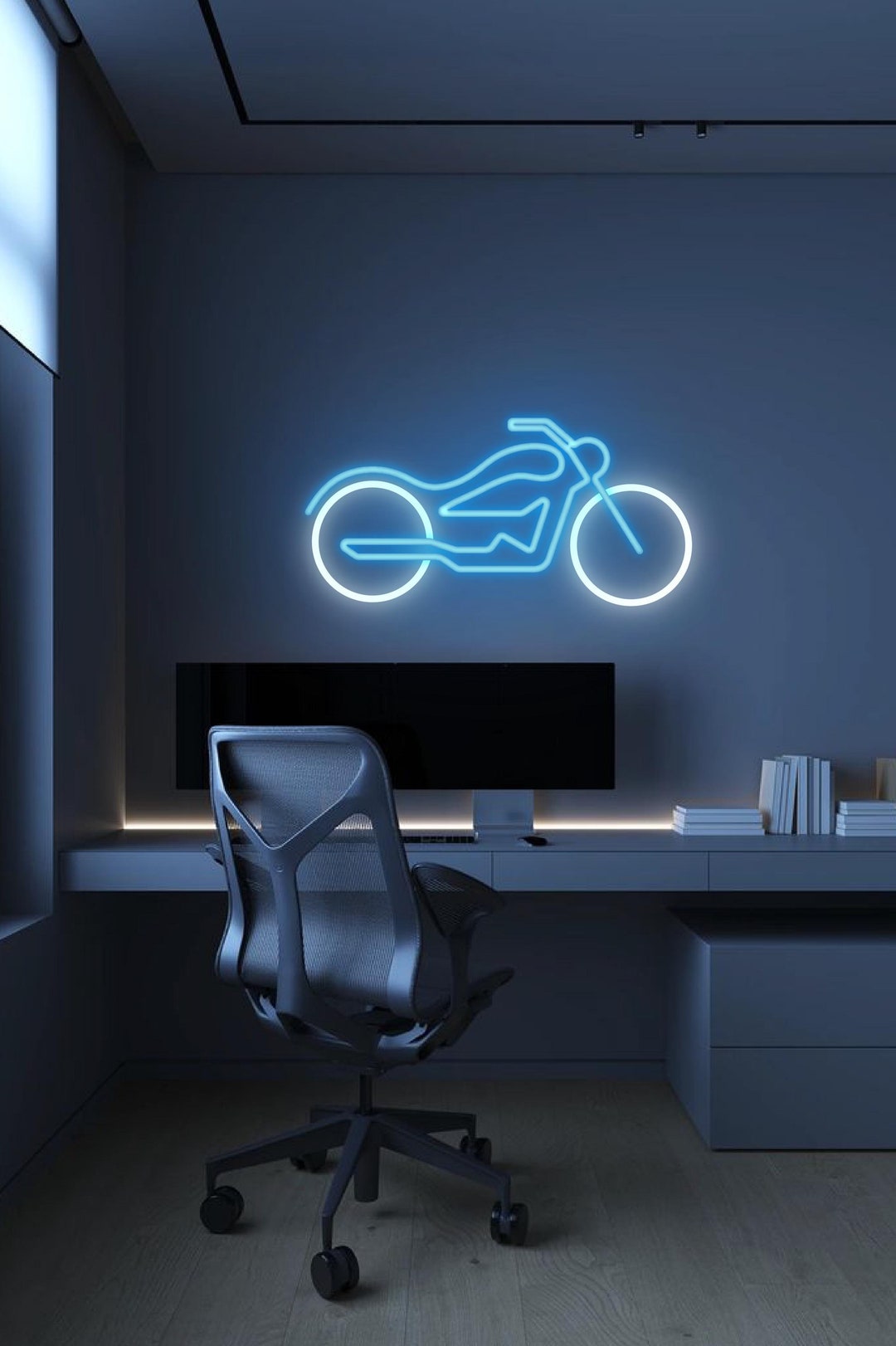 Chopper Motorcycle LED Neon Light Gift for Bikers Custom Man Cave Decor ...