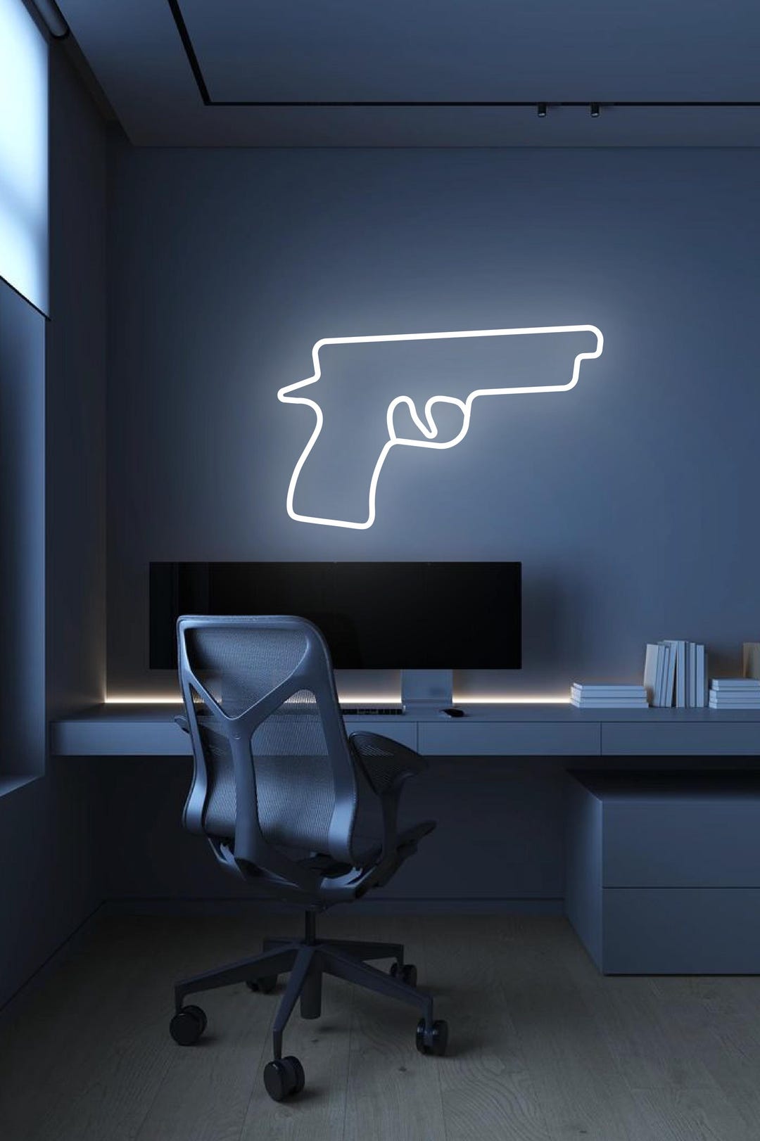 Gun Pistol LED Neon Light Unique Gift for Gun Enthusiasts Man Cave ...