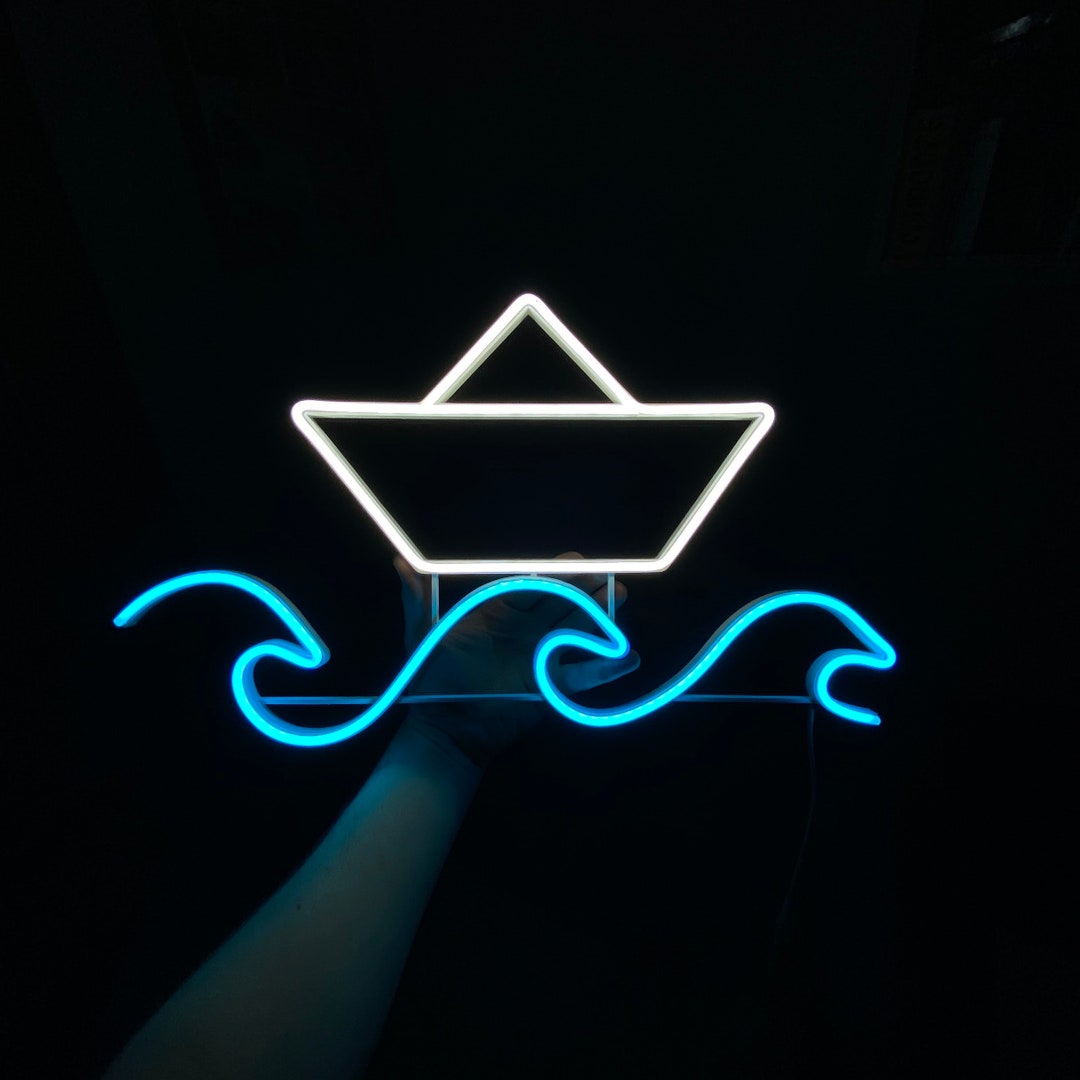 Paper Boat Neon Sign, Ship Led for Sailor and Sea Lover, Decoration for ...