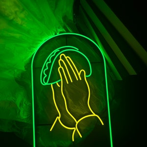 Tacos Neon Sign for Fast Food Praying Hands With Food Decor - Etsy