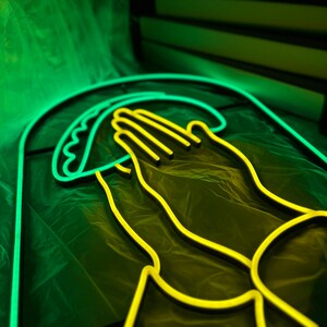 Tacos Neon Sign for Fast Food Praying Hands With Food Decor - Etsy