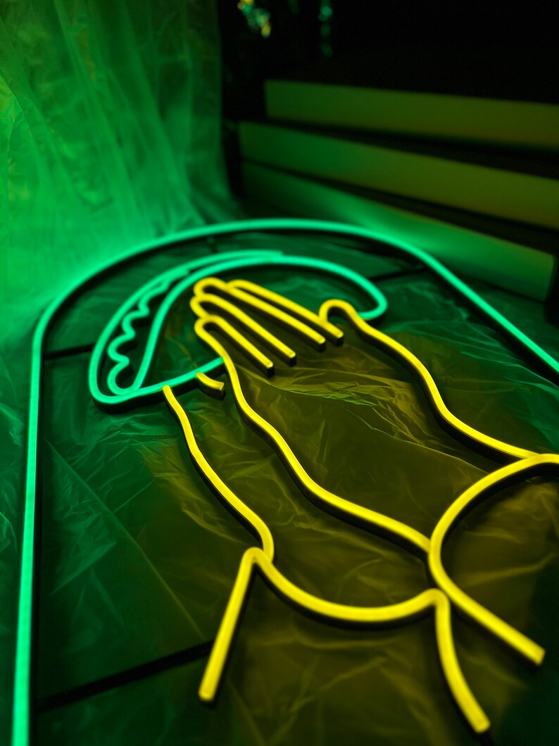 Tacos Neon Sign for Fast Food Praying Hands With Food Decor - Etsy