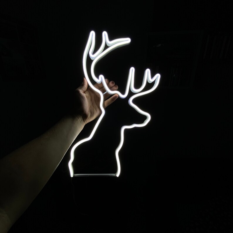 Deer Neon Led Sign Christmas Wall Decoration Winter Design - Etsy