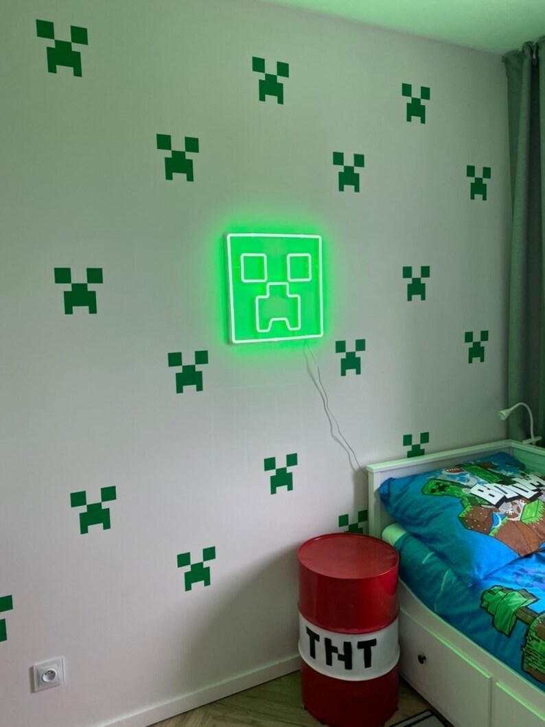 Minecraft Creeper and Diamand Sword Neon Sign Gaming Room and - Etsy