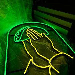 Tacos Neon Sign for Fast Food Praying Hands With Food Decor - Etsy