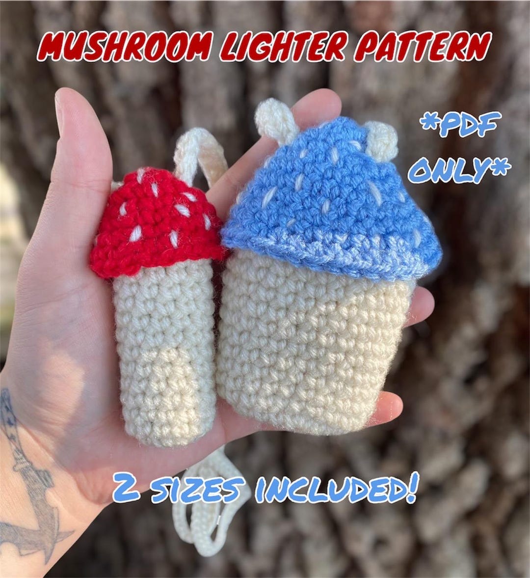 Crochet Mushroom Lighter Holder Pattern, Beginner Friendly (PDF Pattern ...