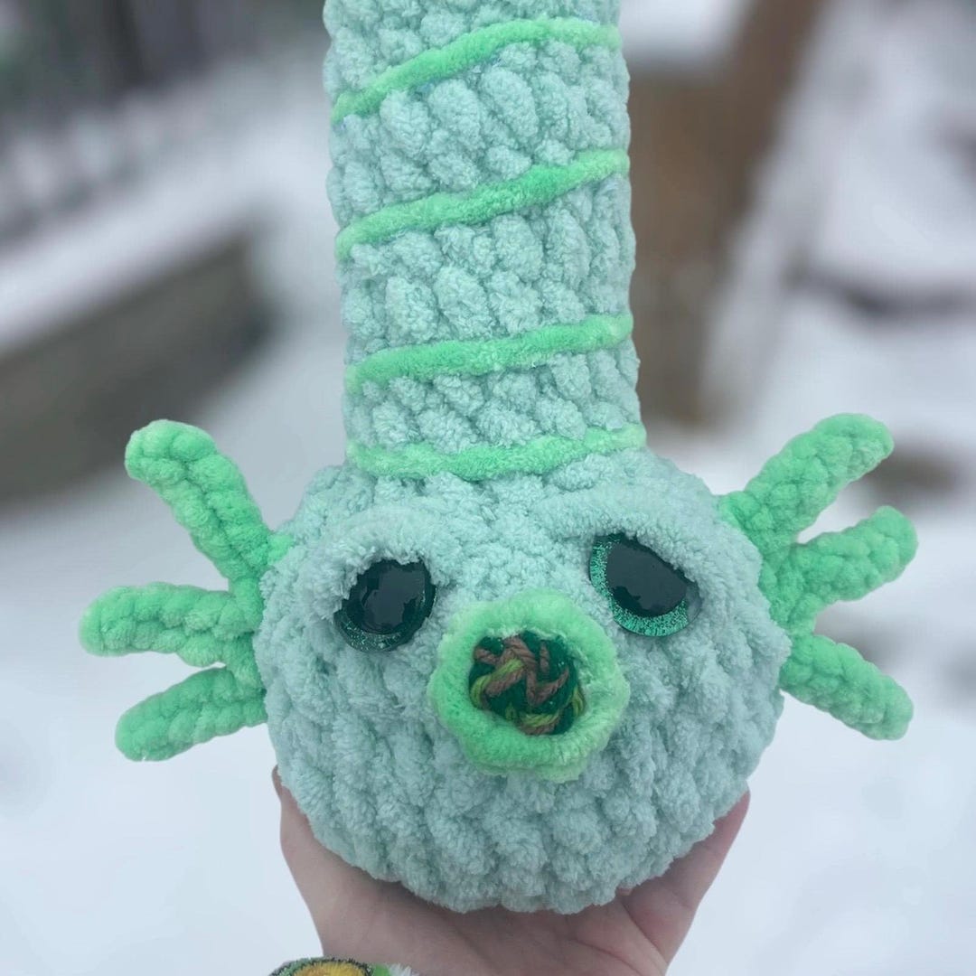 Green Axolotl Plushie Crochet Bong Smoke Accessories Crochet Decor Sea ...
