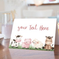 Editable Farm Birthday Food Card Template, Barn Animals Buffet Tent ...