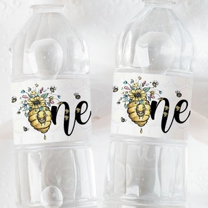 Bee Water Labels, First Birthday Water Bottle Labels Girl, Bumble Bee ...
