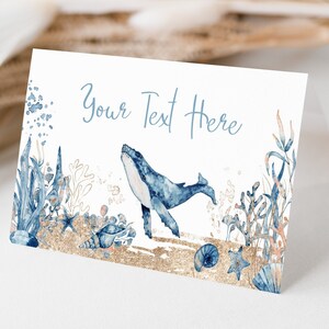 Under the Sea Place Cards, Whale Place Cards, Sea Baby Shower Decor ...
