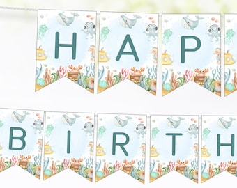 Happy Birthday Ocean Banner - Etsy