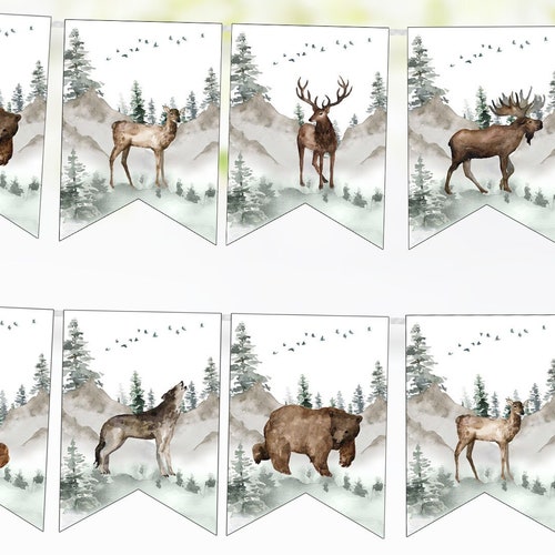 Woodland Animals Banner Forest Animals Baby Shower or - Etsy
