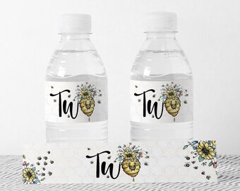 EDITABLE Bee Bottle Label Bumble Bee Water Labels Printable - Etsy