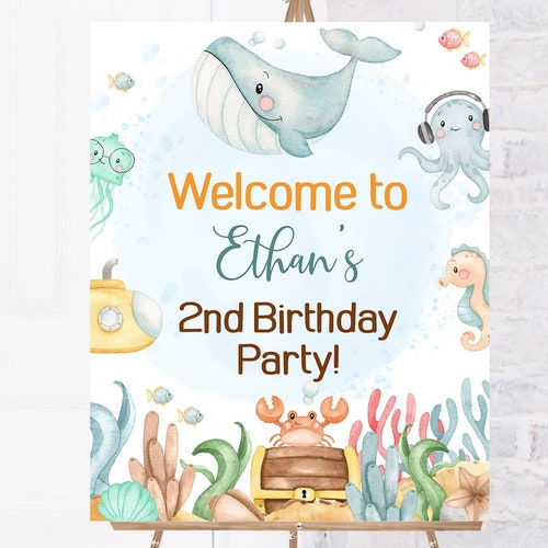 Under the Sea Editable Birthday Party Decorations Printable - Etsy