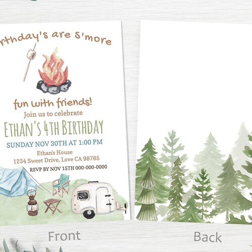 EDITABLE S'mores Birthday Invitation Camping Bonfire - Etsy
