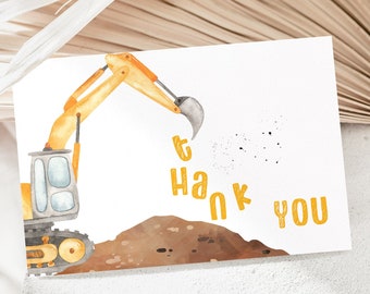 Construction thank you cards Digital download flat 4x6 card | Etsy