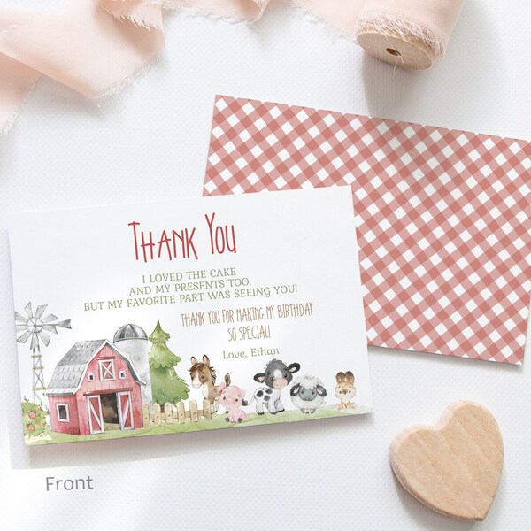 Printable Thank You Cards Farm Animals - Etsy