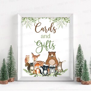 Woodland Table Signs, Cards and Gifts Sign, Woodland Birthday ...