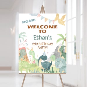 Editable Dinosaur Welcome Sign, Instant Download, Dino Birthday ...