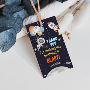 Outer Space Thank You Tags, Editable Space Favor Tags, Space Birthday ...
