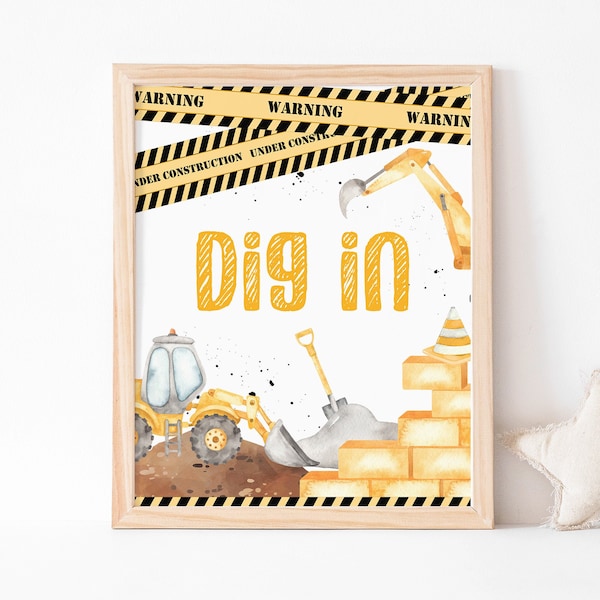 Dig in Construction Sign - Etsy