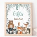 Greenery Woodland Table Sign, Gifts Table Sign, Woodland Baby Shower ...