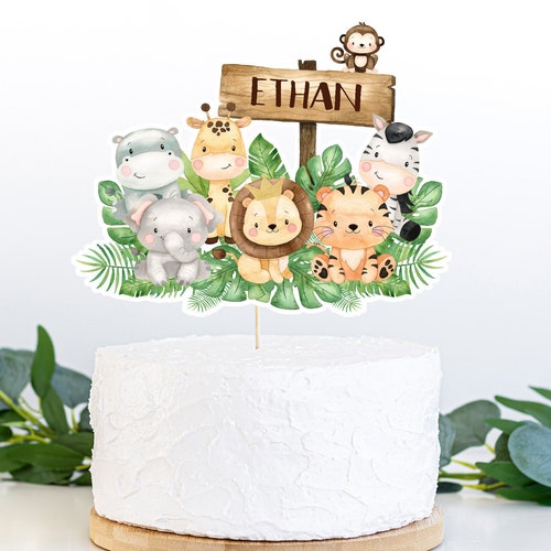 EDITABLE Safari Cake Topper Safari Birthday Decorations - Etsy