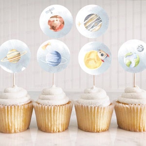 Space Cupcake Toppers Printable, Outer Space Birthday, First Trip ...