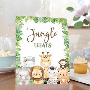 Jungle Treats Sign, Safari Table Signs, Safari Birthday Decorations ...