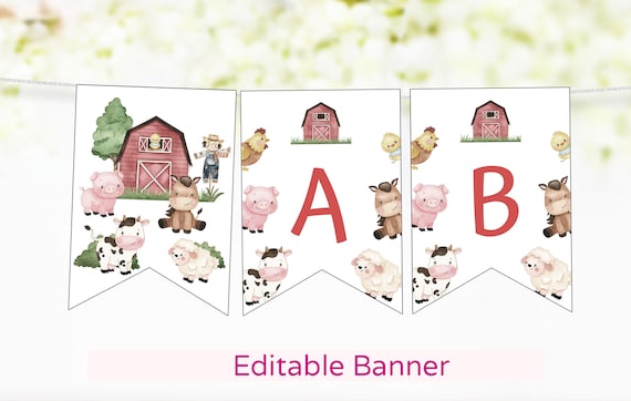 Editable Farm Banner Custom Farm Birthday Banner Farm Baby | Etsy