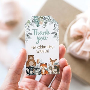 Woodland Thank You Tags, Woodland Favor Tags, Greenery Woodland ...