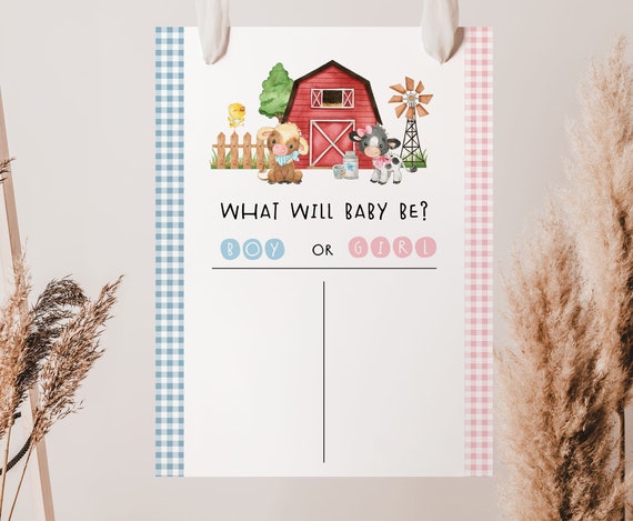 Cow Voting Sign, Farm Gender Reveal vote board, What will baby be, Cast ...