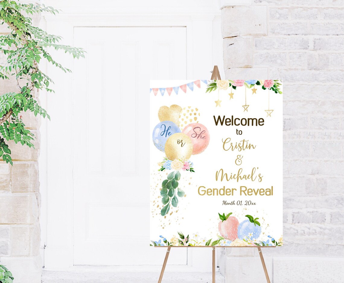 EDITABLE Gender Reveal Welcome Sign Gender Reveal | Etsy