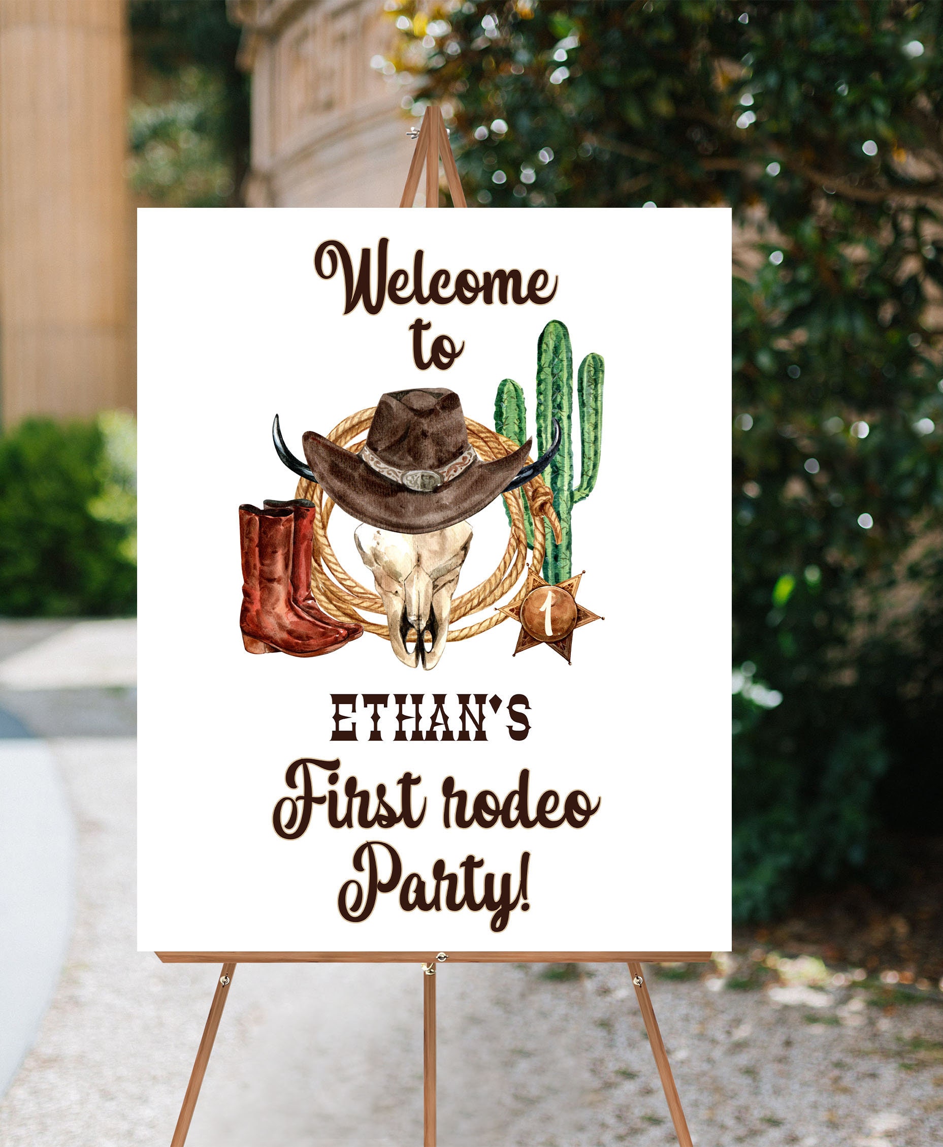 First Rodeo Birthday Welcome Sign Editable Cow Boy 1st - Etsy