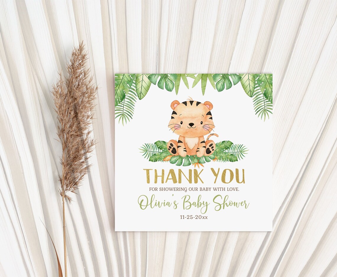 Tiger Thank You Tags Editable Safari Favor Tags Safari Baby - Etsy