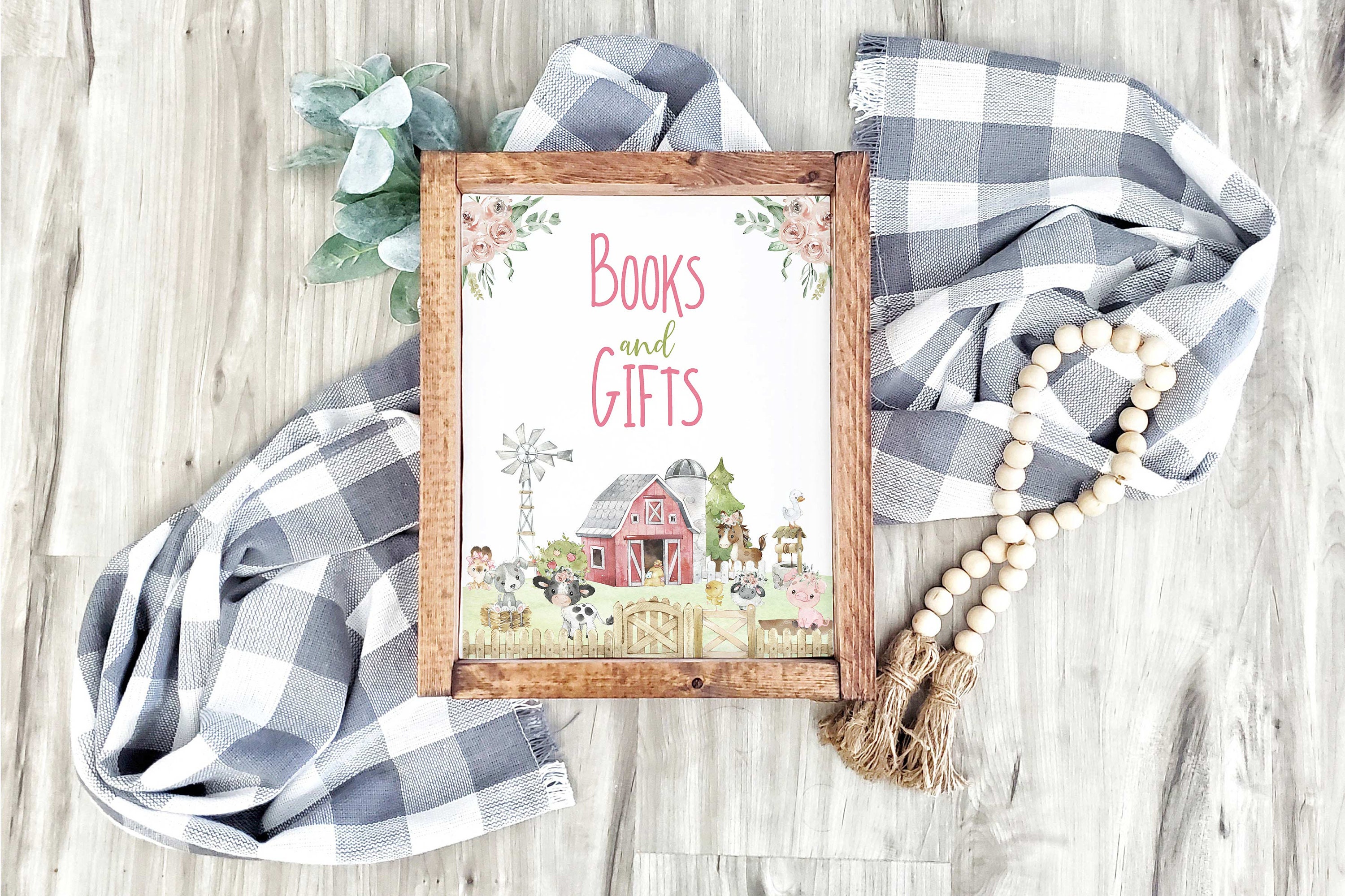 Pink Cow Books and Gifts Sign Floral Farm baby shower | Etsy