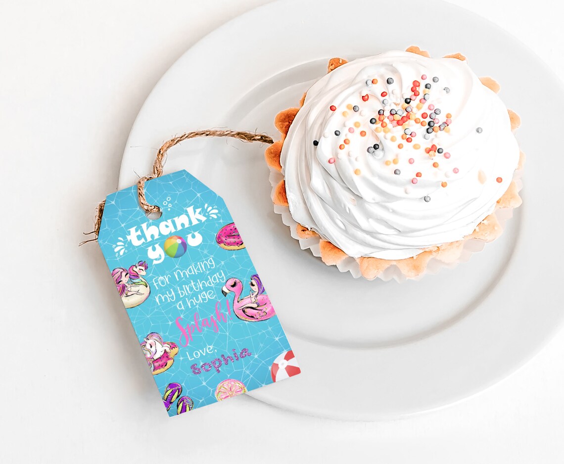 Pool Party favor Tags Summer Birthday Decorations Splish | Etsy